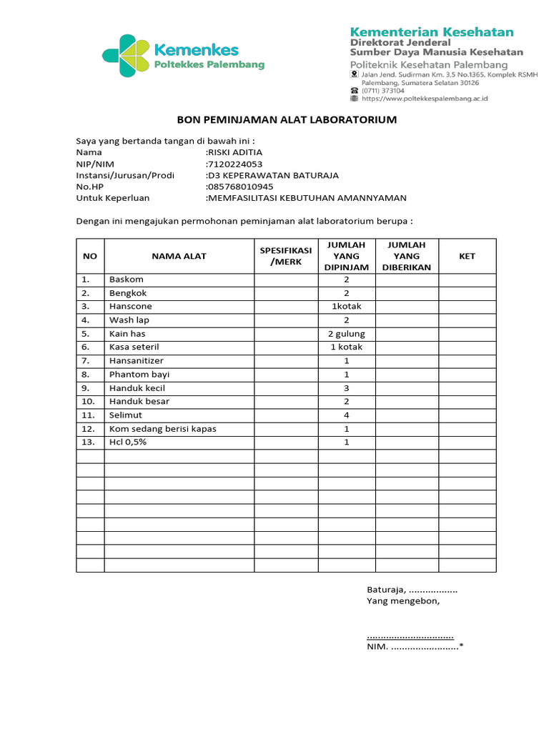 Form Peminjaman Alat Lab Utk Diupload-4 | PDF