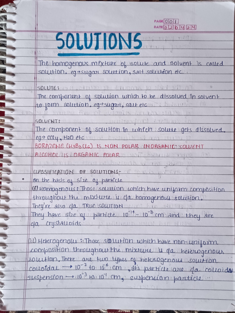 Solutions Notes | PDF