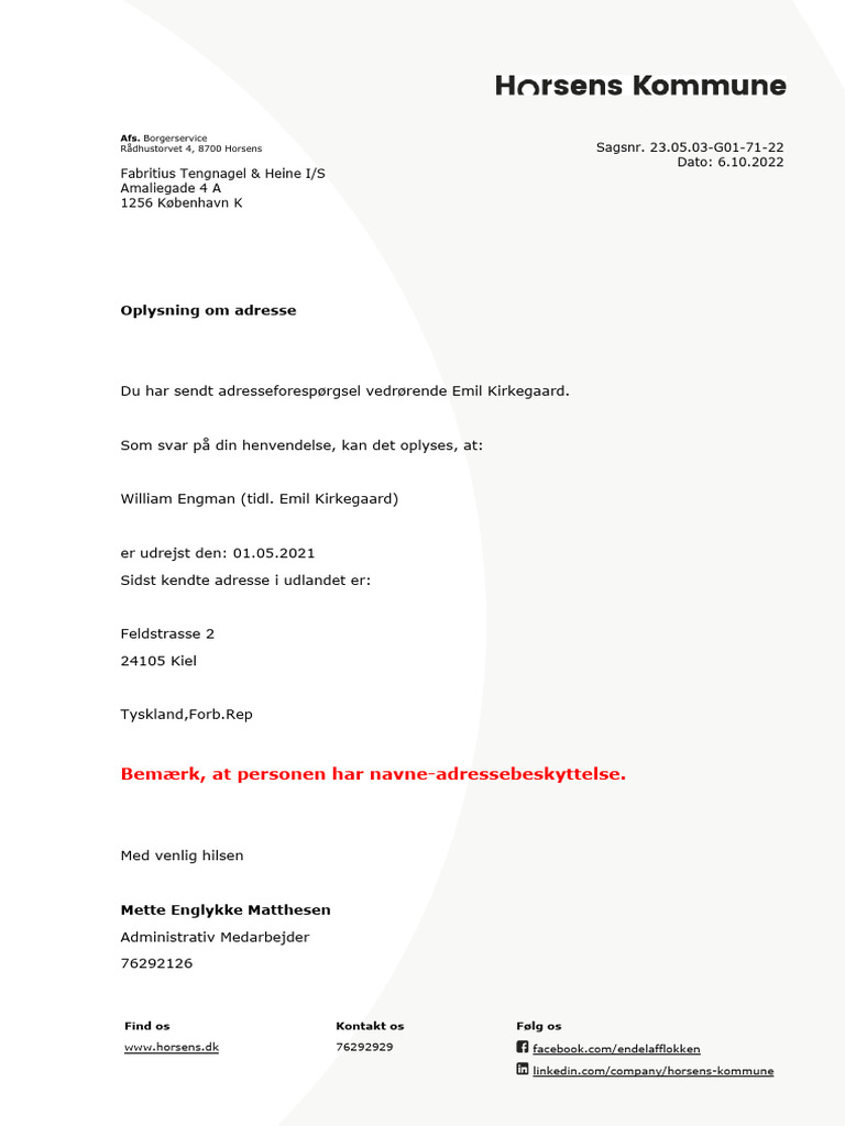 Emil Kirkegaard Name Change To William Engman | PDF