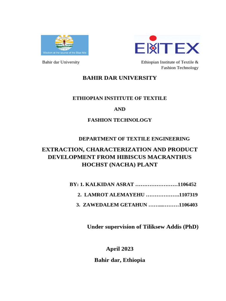 kal lamri zewud Proposal document123 edited | PDF | Textiles | Fibers