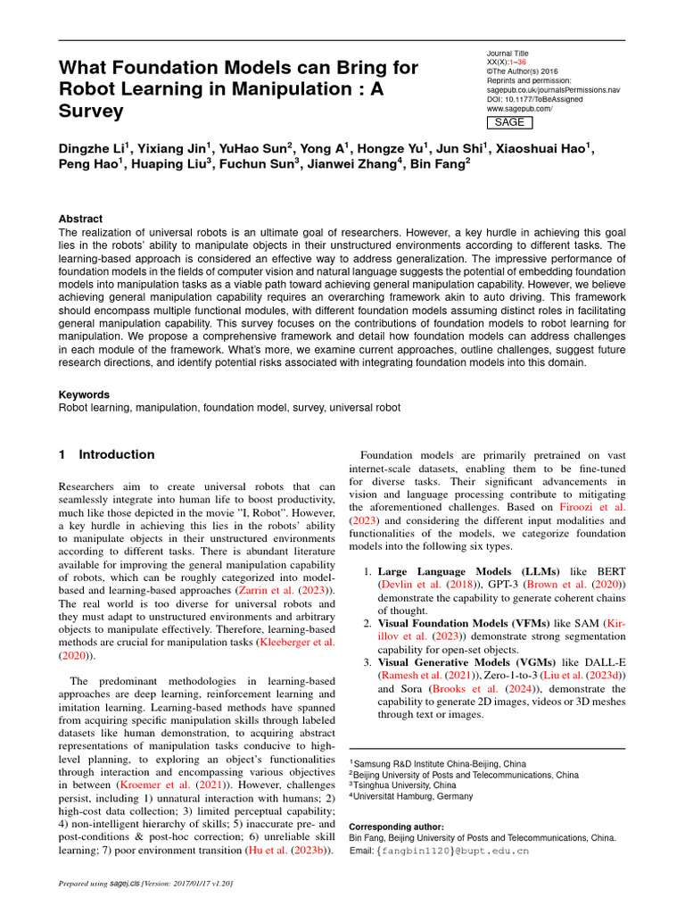 What Foundation Models Can Bring for Robot Learning in Manipulation--A ...