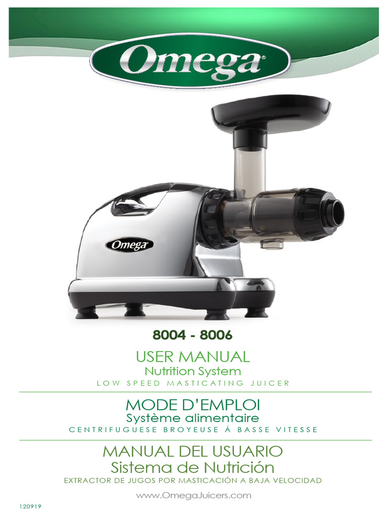 Omega 8006 Juicer Manual | PDF | Pasta | Juice