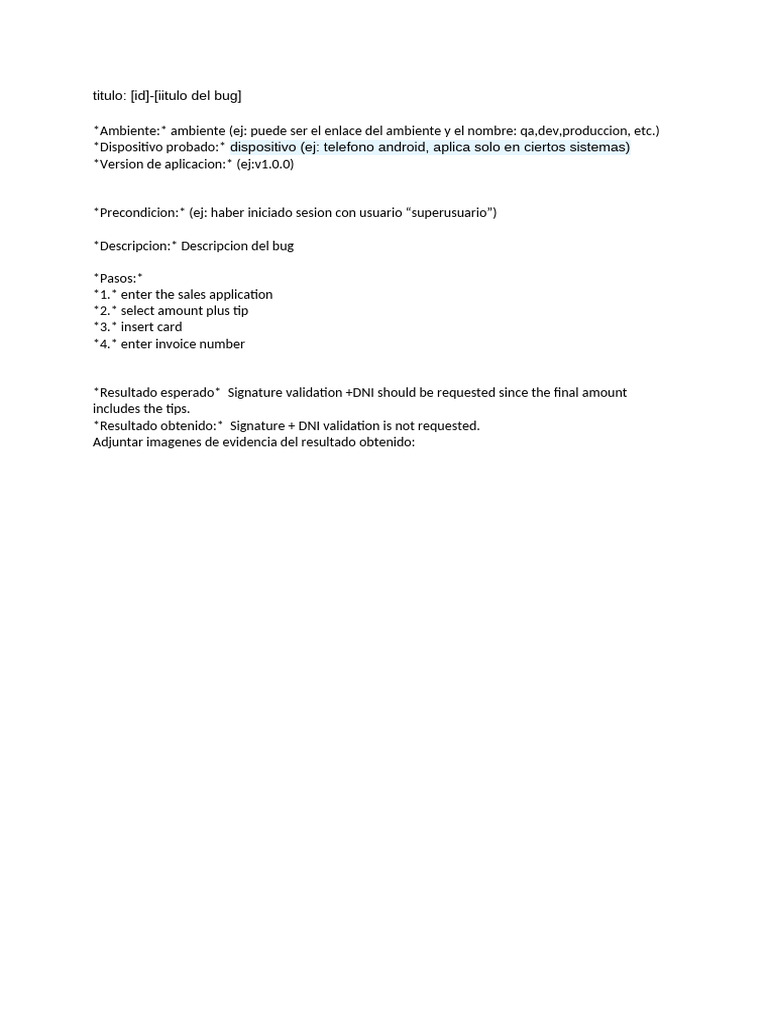 Bug Template | PDF