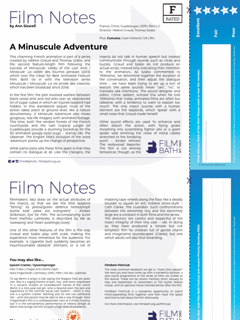 A Minuscule Adventure Film Notes | PDF