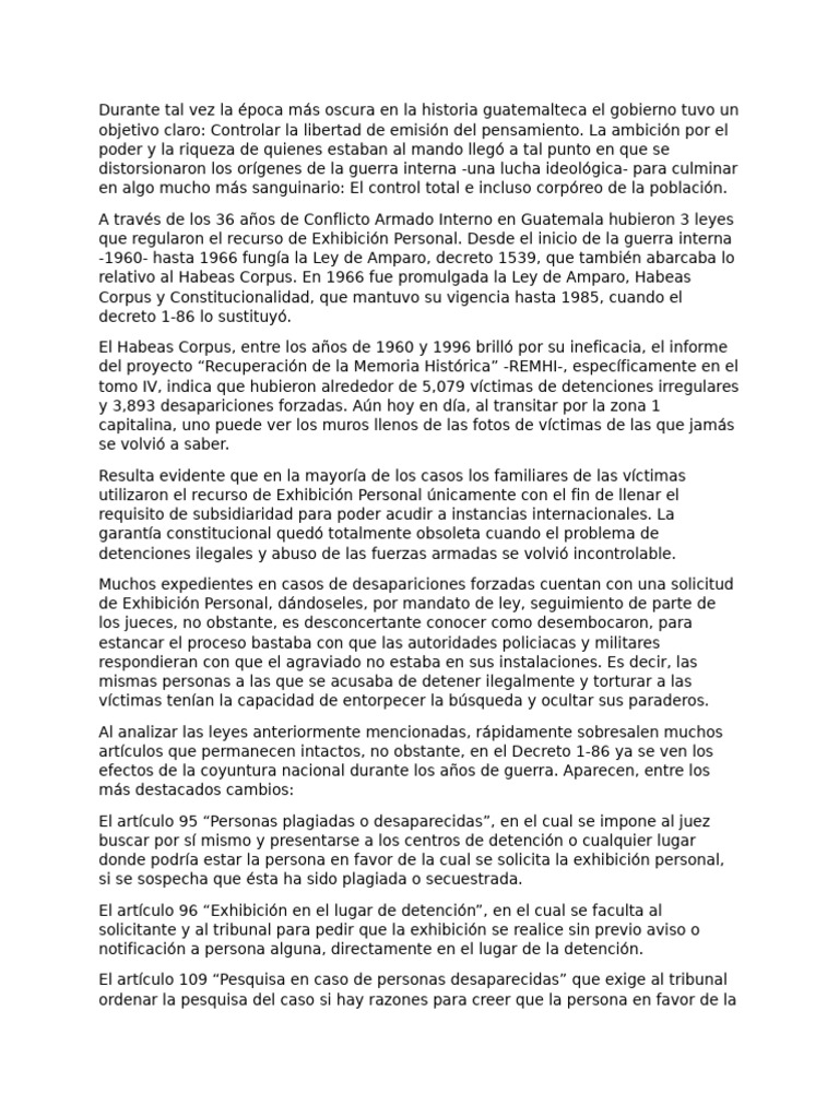 Habeas Corpus en tiempos de represión | PDF | Habeas corpus | Guatemala