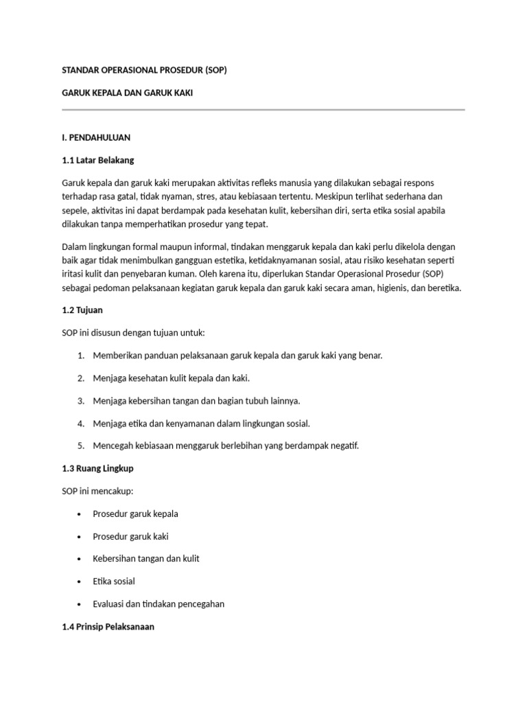 STANDAR OPERASIONAL PROSEDUR Garuk | PDF