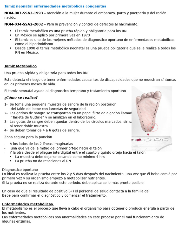Tamiz Neonatal | PDF | Especialidades Medicas | Enfermedades y ...