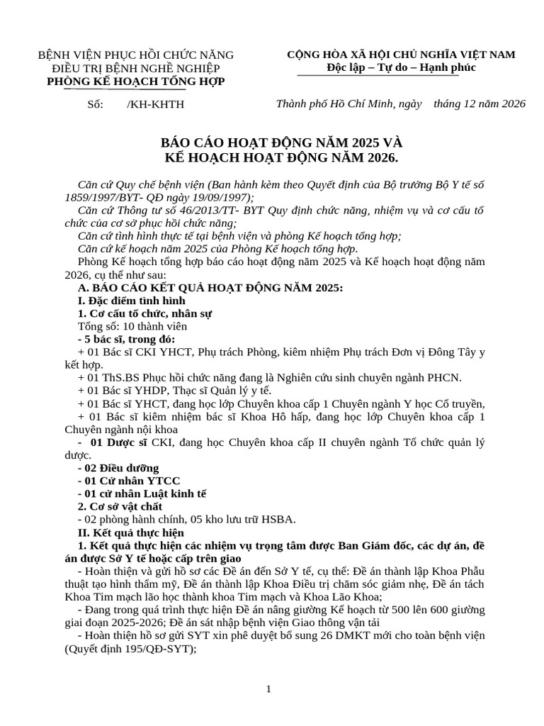 Bc Năm 2025, Kh Năm 2026_p.khth | PDF