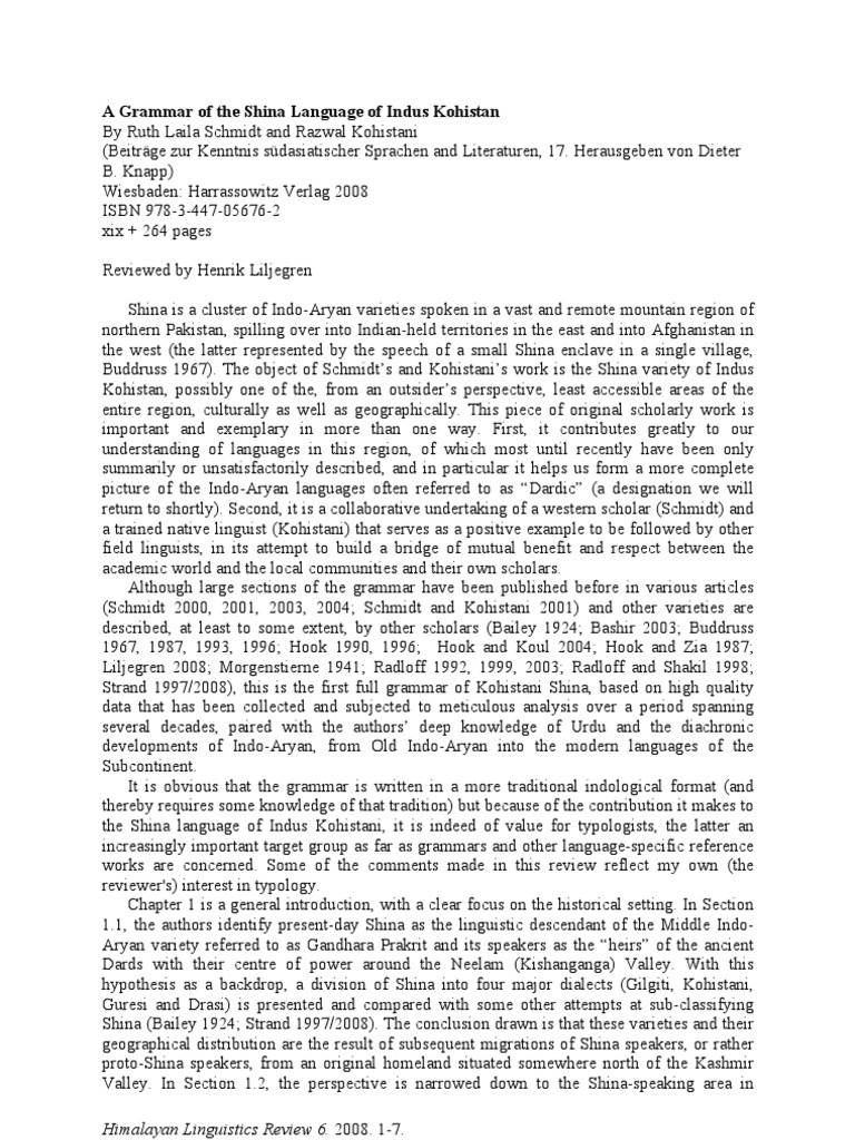 Shina Language | PDF | Grammatical Tense | Adjective