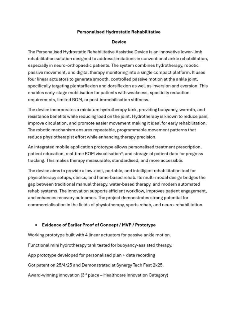 Proposal Template | PDF | Physical Therapy | Robotics
