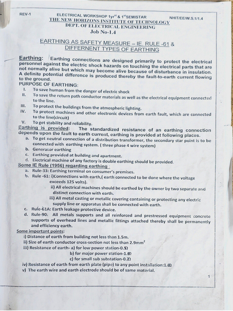 Electrical Workshop Job 1.4 | PDF