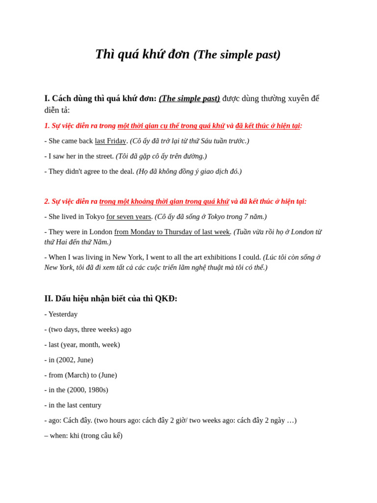 The Simple Past | PDF