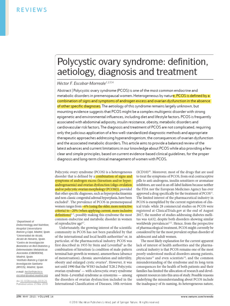 PCOS - 2018 Nature Review | PDF | Polycystic Ovary Syndrome | Diseases ...