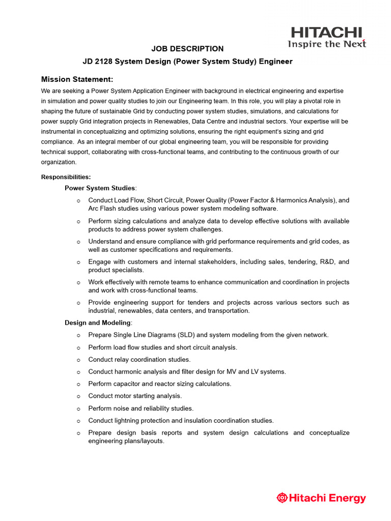 JD 2128 System Design Engineer (Power Systems Study) - VDM | PDF ...