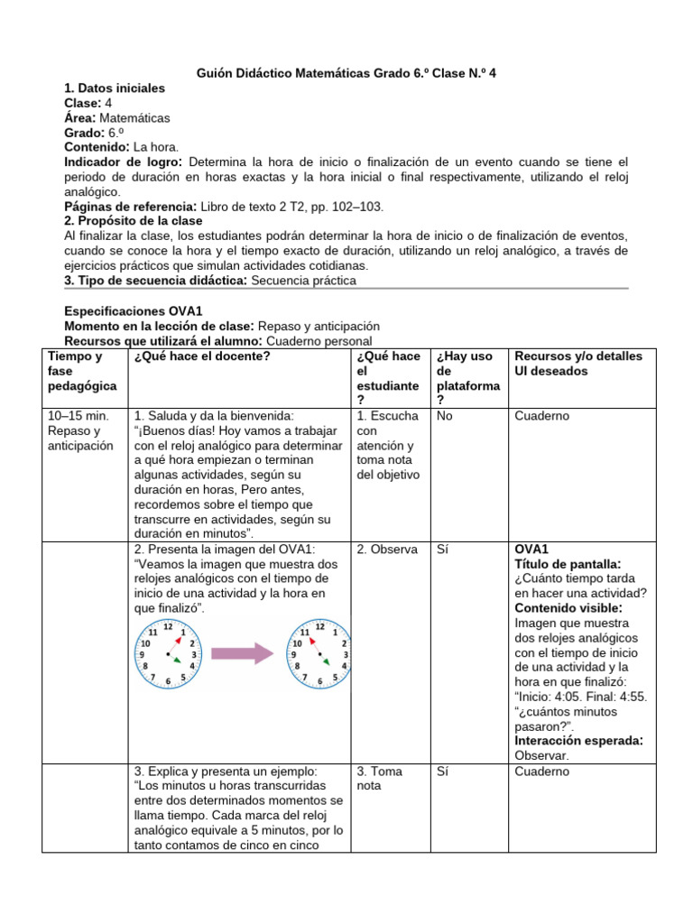 G_G6_MAT_DIA4 | PDF | Reloj | Maestros