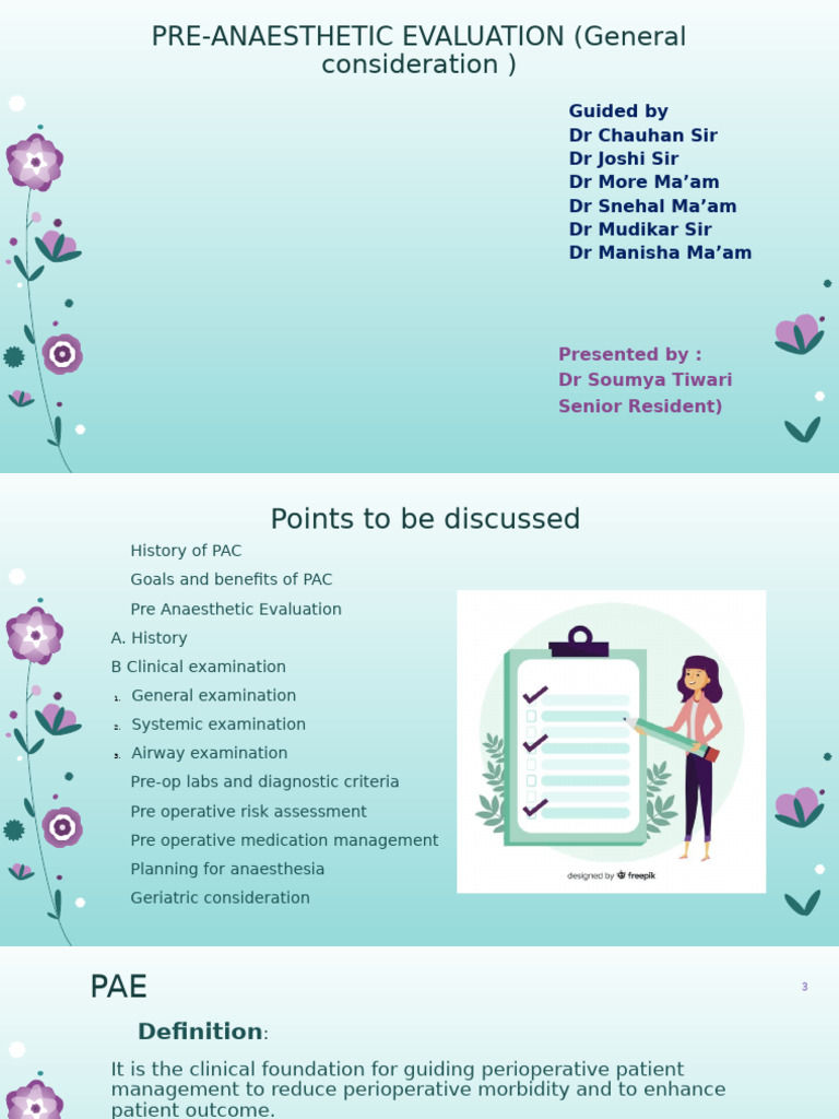 PRE-ANAESTHETIC EVALUATION final | PDF | Anesthesia | Heart