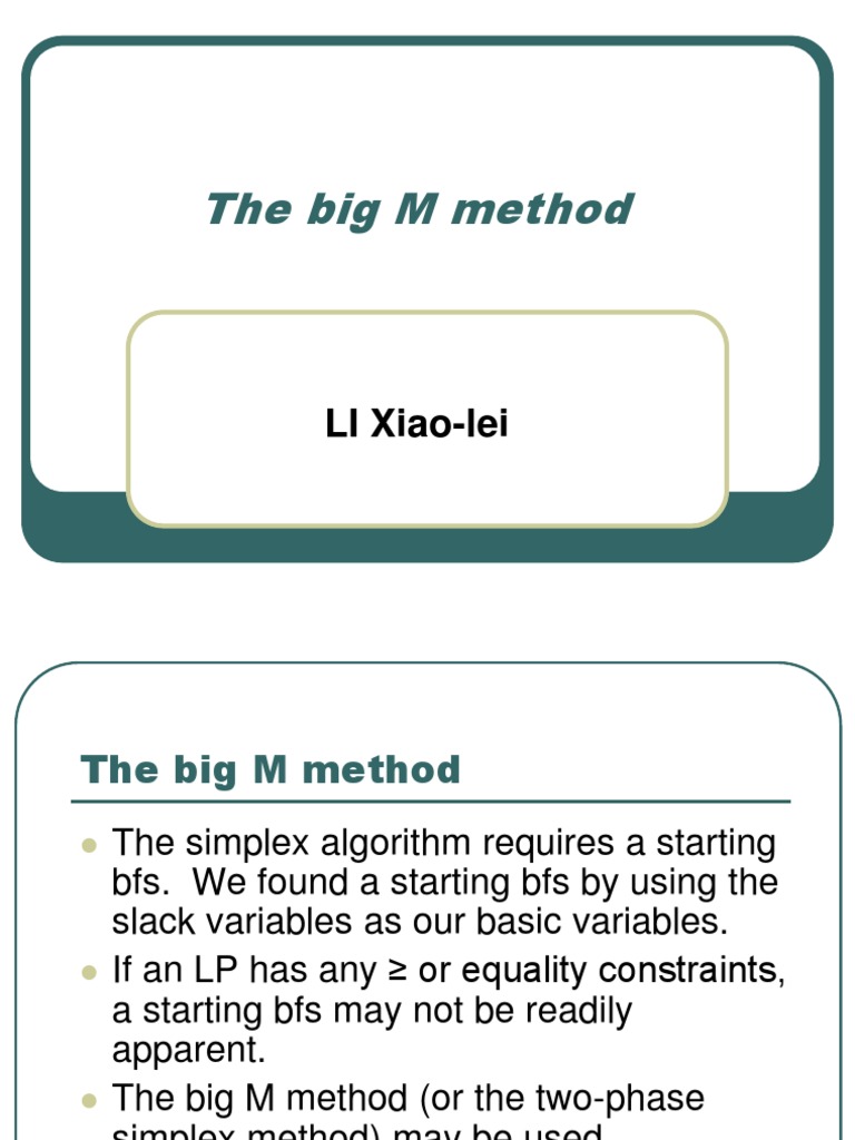 The Big M Method | PDF | Mathematical Optimization | Numerical Analysis