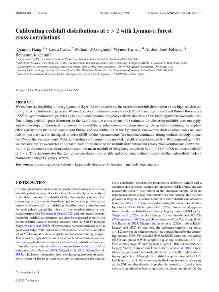 Calibrating Redshift Distributions at z is Greater Than 2 With Lyman-A ...