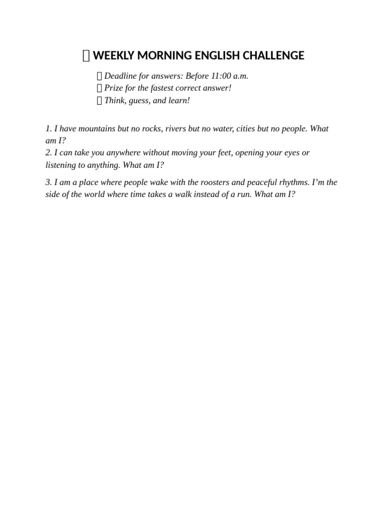 ? Weekly Morning English Challenge | PDF
