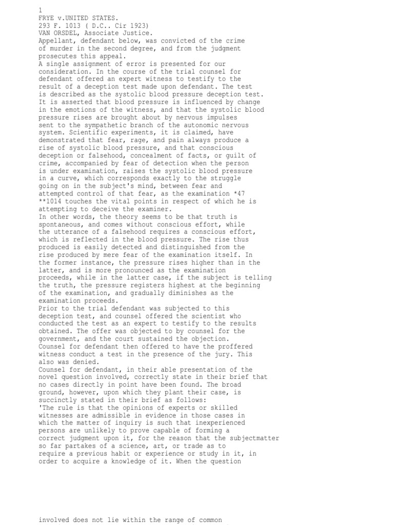 Legal Precedents on Expert Testimony | PDF | Daubert V. Merrell Dow ...