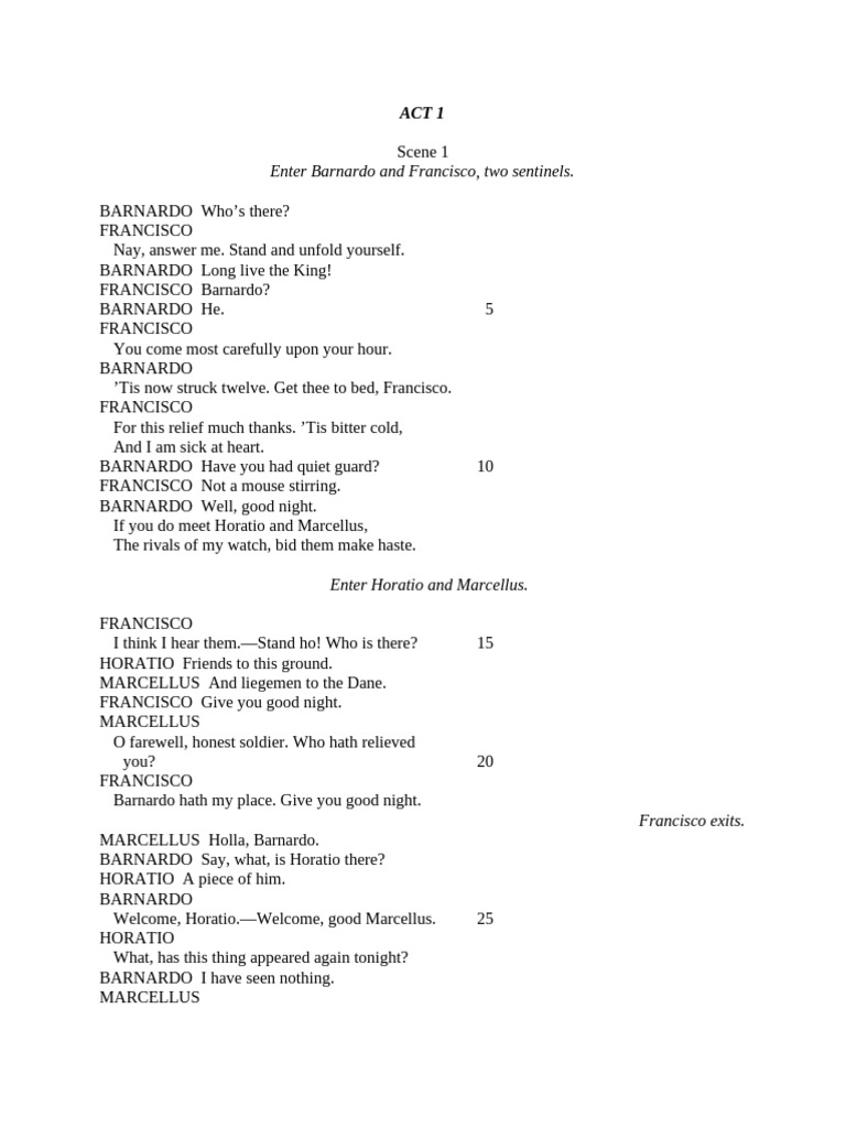 Act 1 Hamlet | PDF | Hamlet