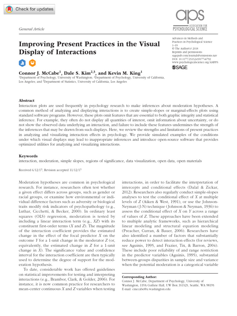 2018 McCab Et Al - Visual Display of Interactions | PDF | Regression ...