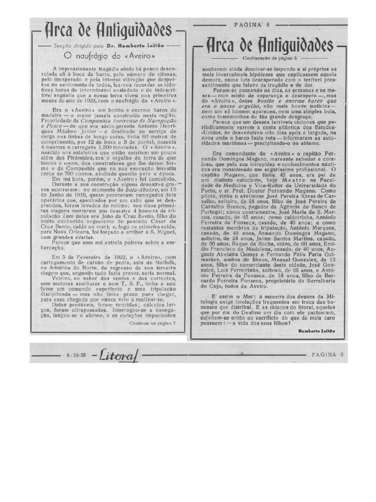 Arca de Antiguidades: O naufrágio do «Aveiro» | PDF