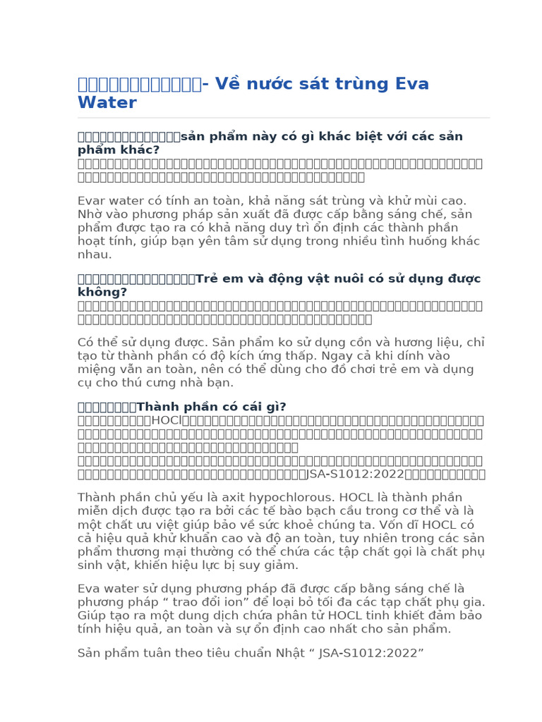 Eva Water | PDF