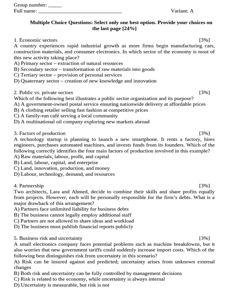 Final Assessment Option A | PDF | Business | Risk
