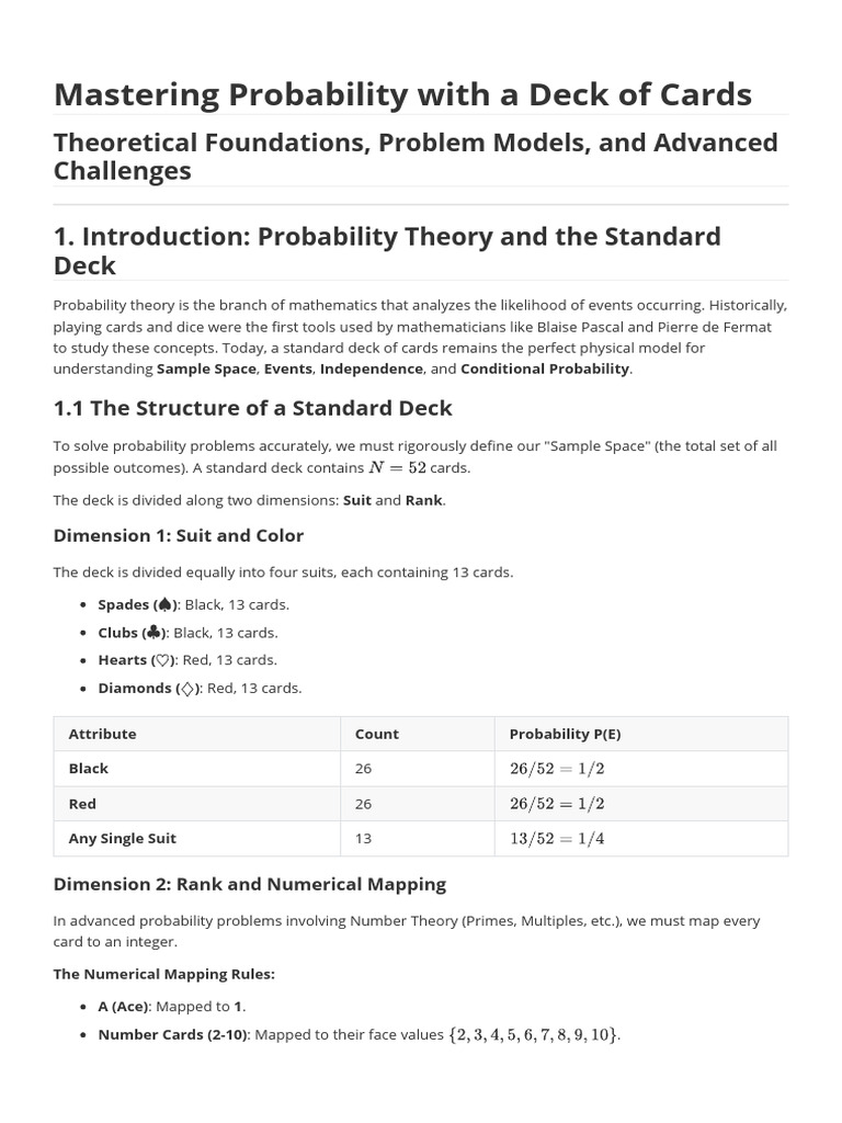 Mastering Probability With A Deck of Cards | PDF | Probability ...