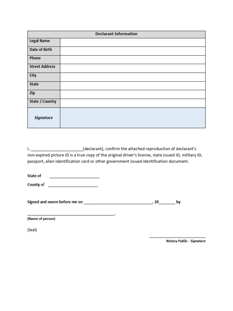 ID Declaration Form | PDF