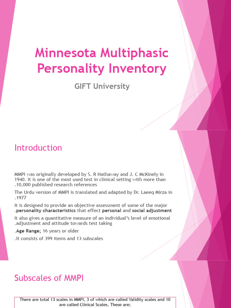 Minnesota Multiphasic Personality Inventory.pptx | PDF | Paranoia ...