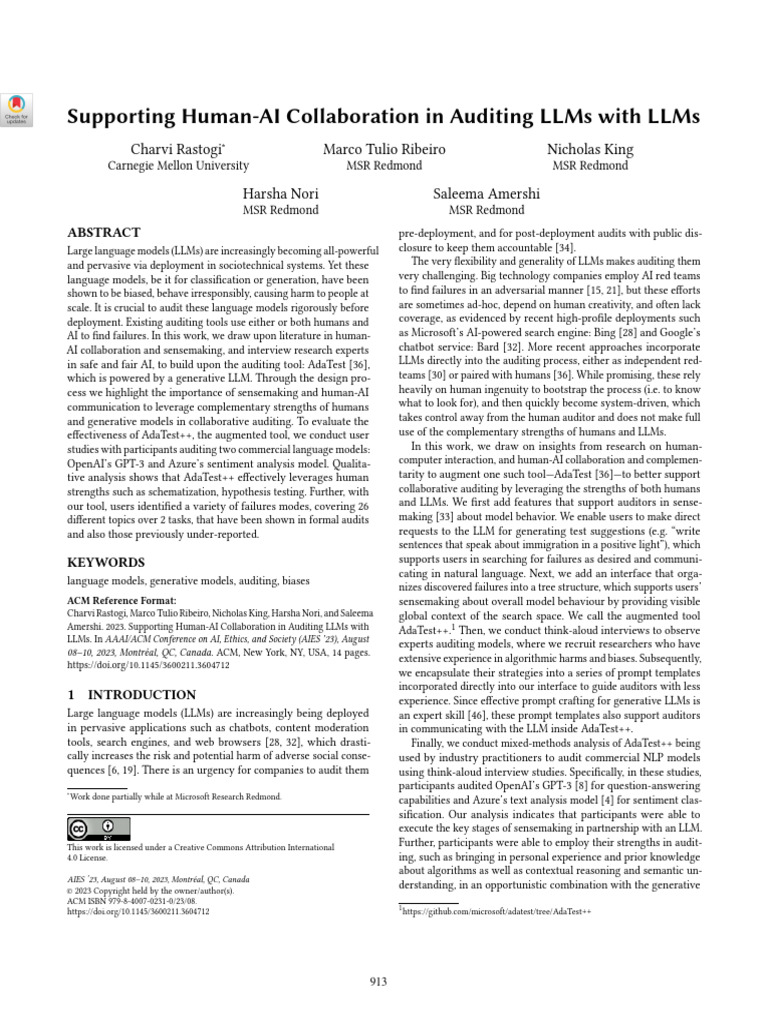 Supporting Human-AI Collaboration in Auditing LLMs With LLMs | PDF ...