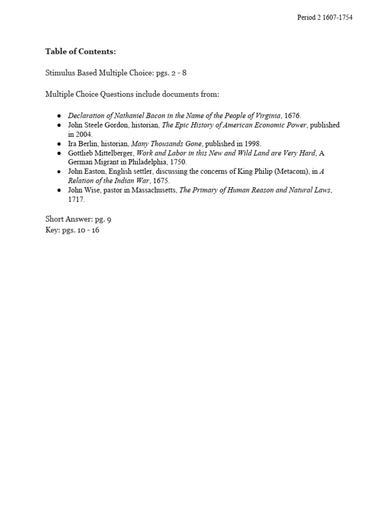 Period 2 - Stimulus Based Multiple Choice | PDF | Slavery | Atlantic ...