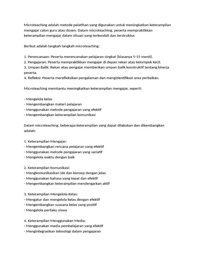 Microteaching Adalah Metode Pelatihan Yang Digunakan Untuk Meningkatkan ...