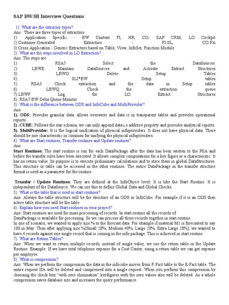Sap BW | PDF | Subroutine | Computer Network