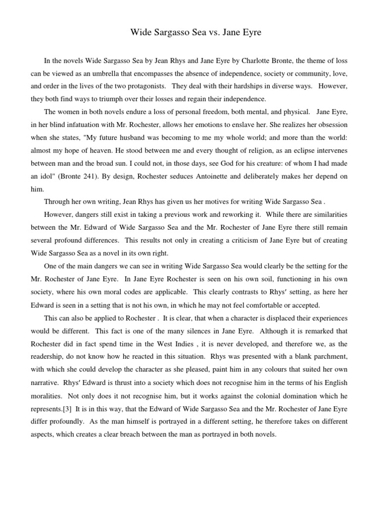 Wide Sargasso Sea vs. Jane Eyre | Download Free PDF | Jane Eyre