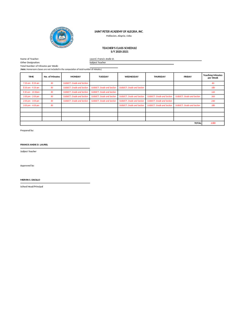 TSS-Class-Schedule-Format | PDF