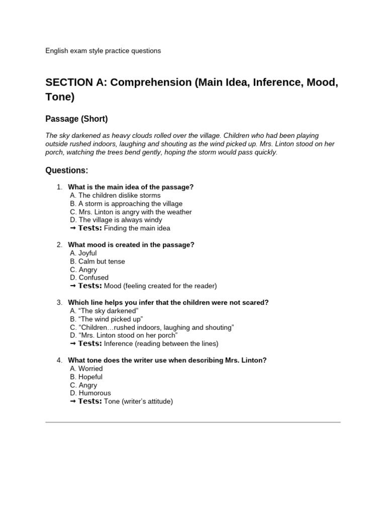 English Exam Practice & Answer Sheet | PDF | Essays