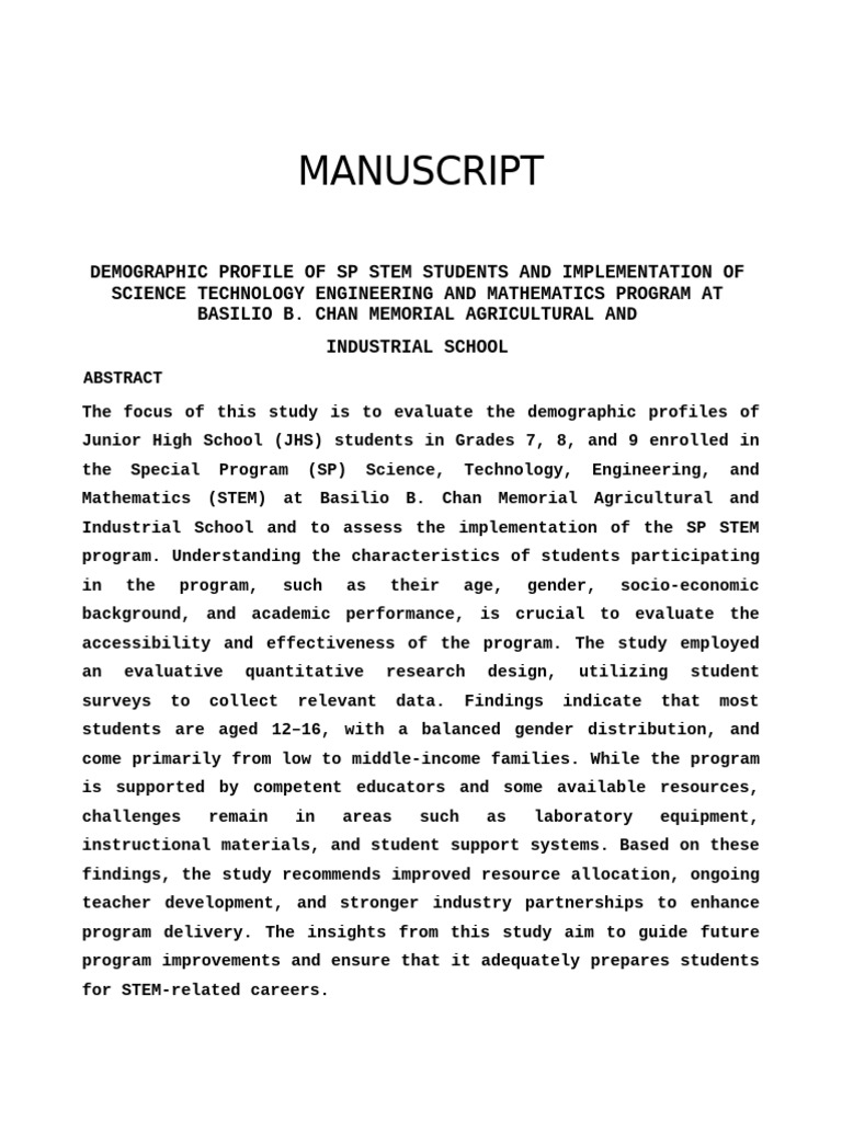 Manuscript | PDF | Science, Technology, Engineering, And Mathematics ...