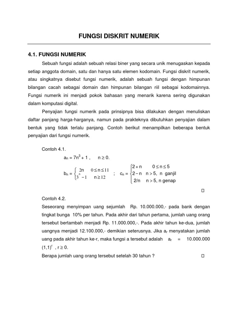 Fungsi Diskrit Numerik | PDF | Metode & Bahan Ajar