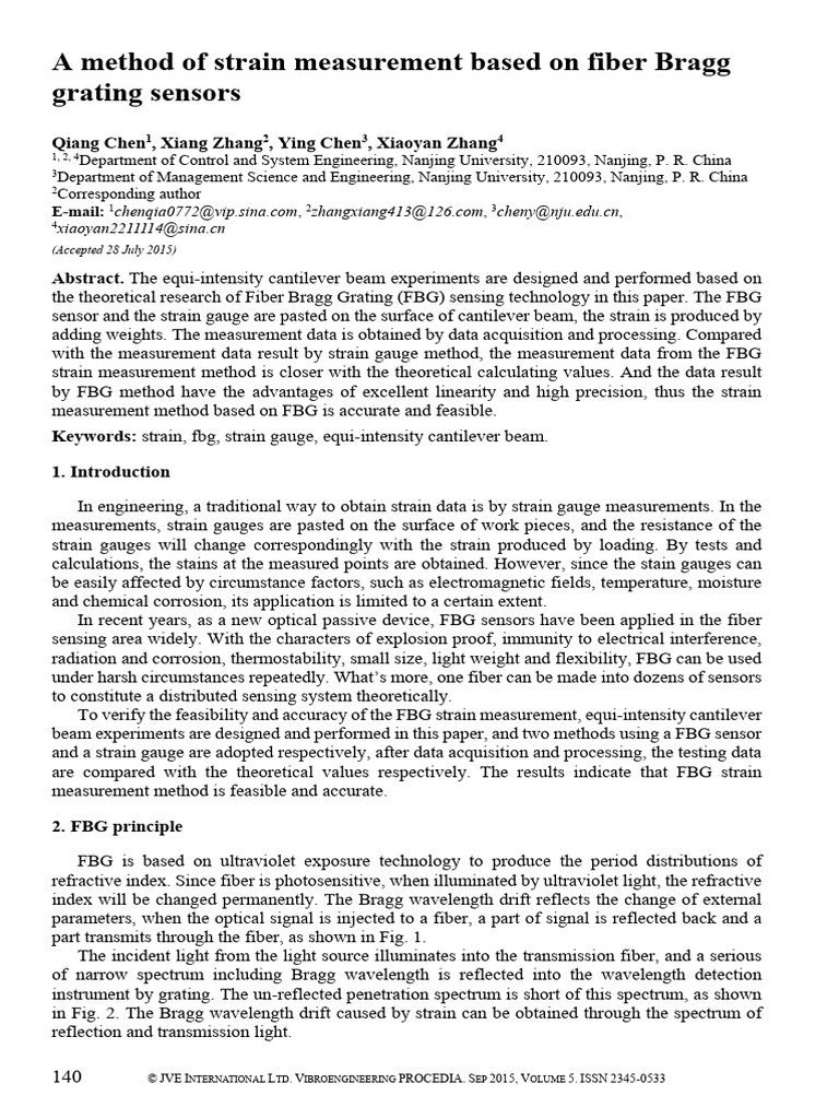 Strain Measurement With FBG | PDF | Optical Fiber | Light