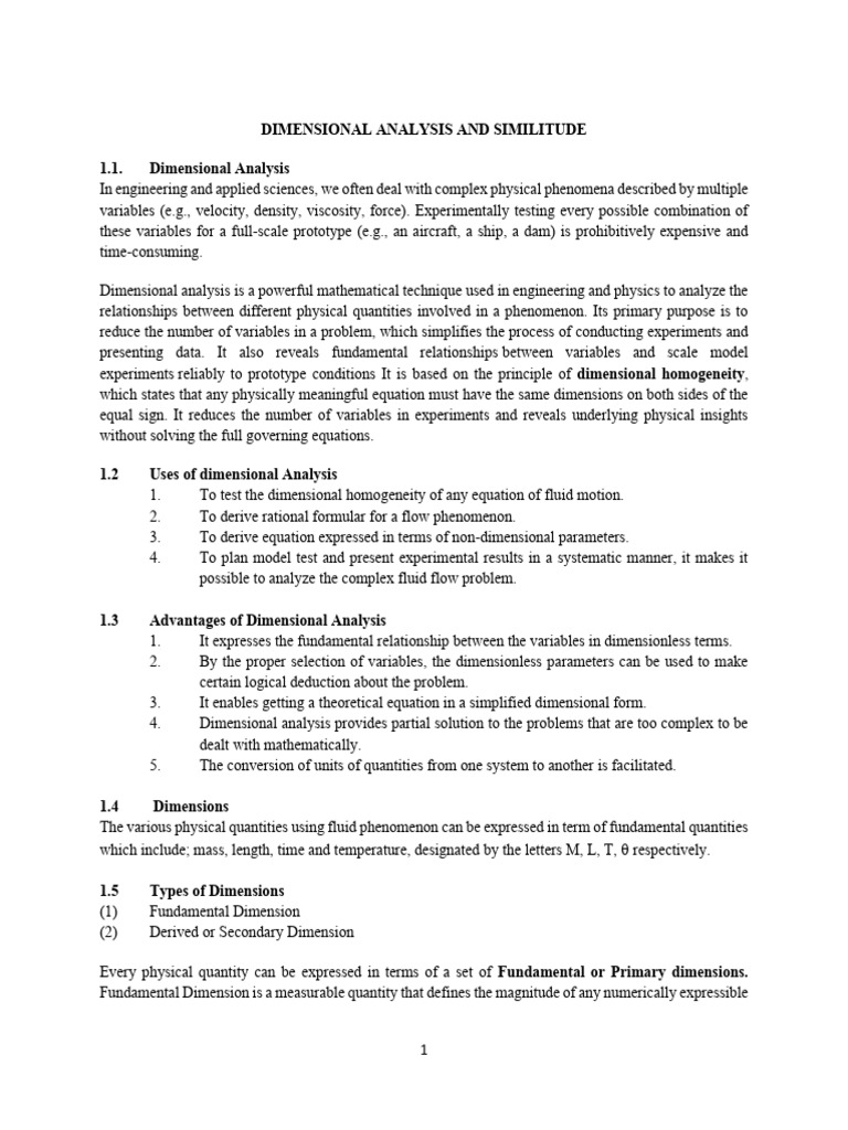 Dimensional Analysis and Similitude | PDF | Physical Quantities | Quantity