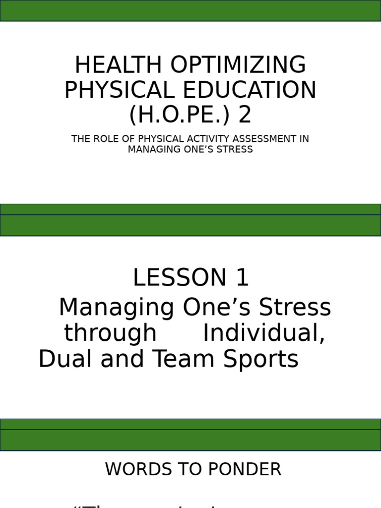 HOPE 2 Lesson 1 | PDF | Physical Fitness | Stress (Biology)