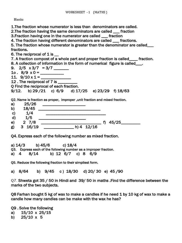 24.1.2026 Maths Worksheet | PDF