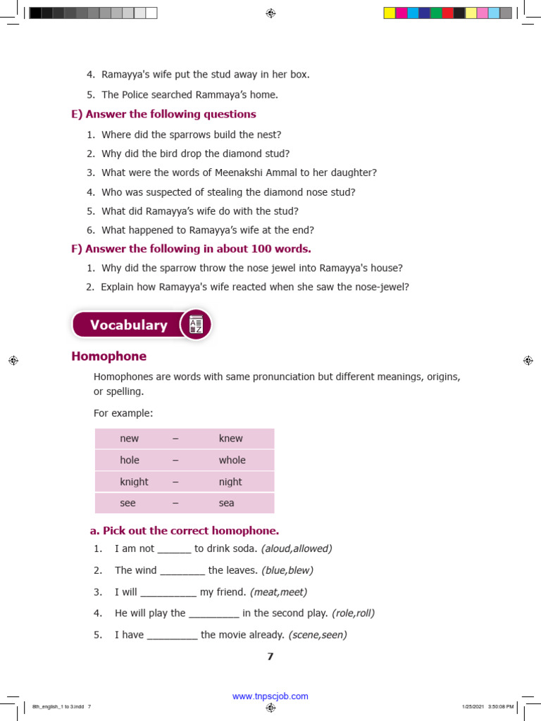 8th Std Grammar | PDF | Verb | Linguistic Typology