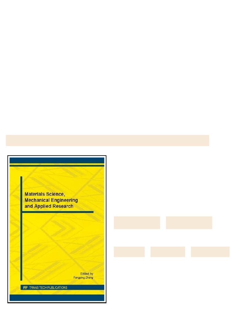 Materials science, mechanical engineering and applied research selected, peer reviewed papers ...
