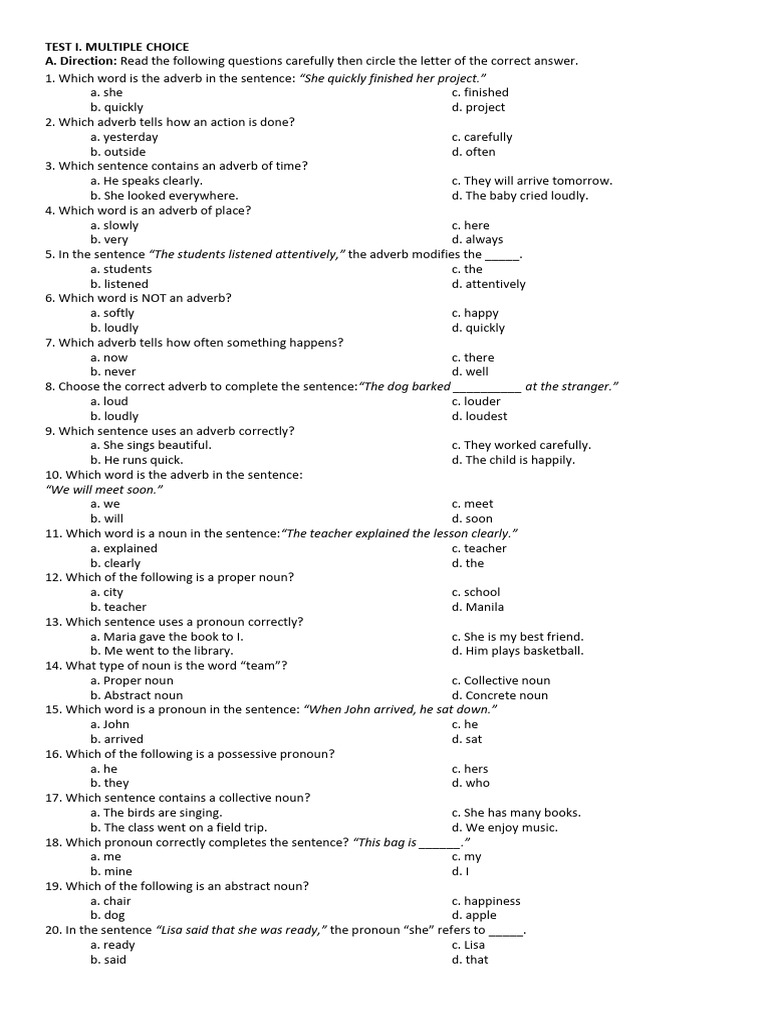 English Exam | PDF | Poetry | Adverb