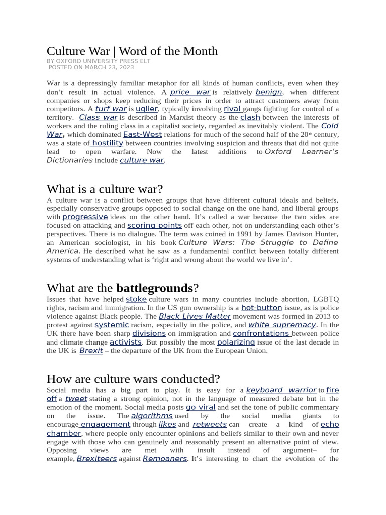 Culture War | PDF | Culture War | Social Media
