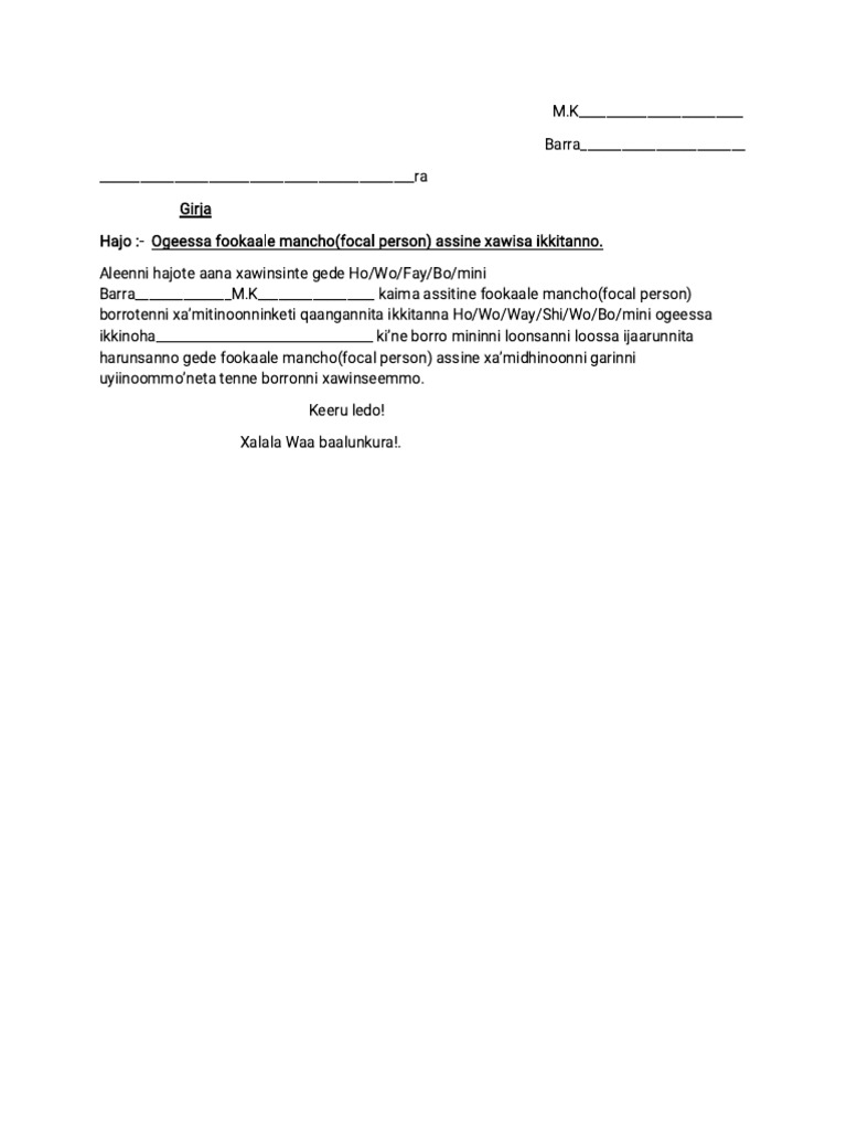 Focal Person Confirmation Letter | PDF